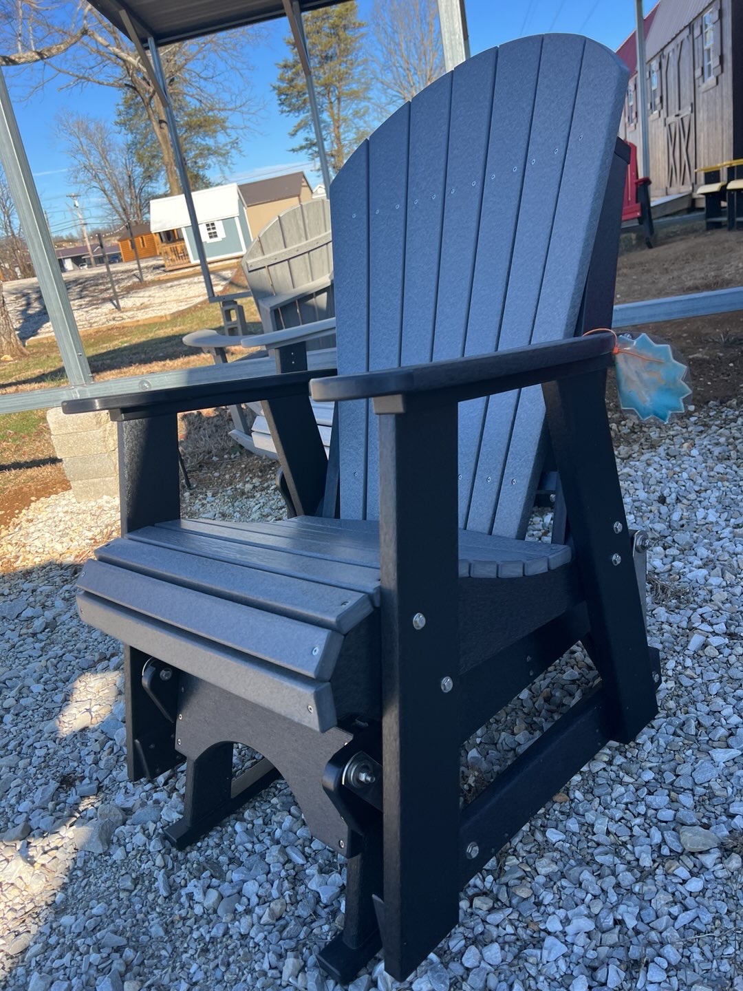 Single 2' Poly Adirondack Glider - Black and Dark Gray - Beckden Buildings