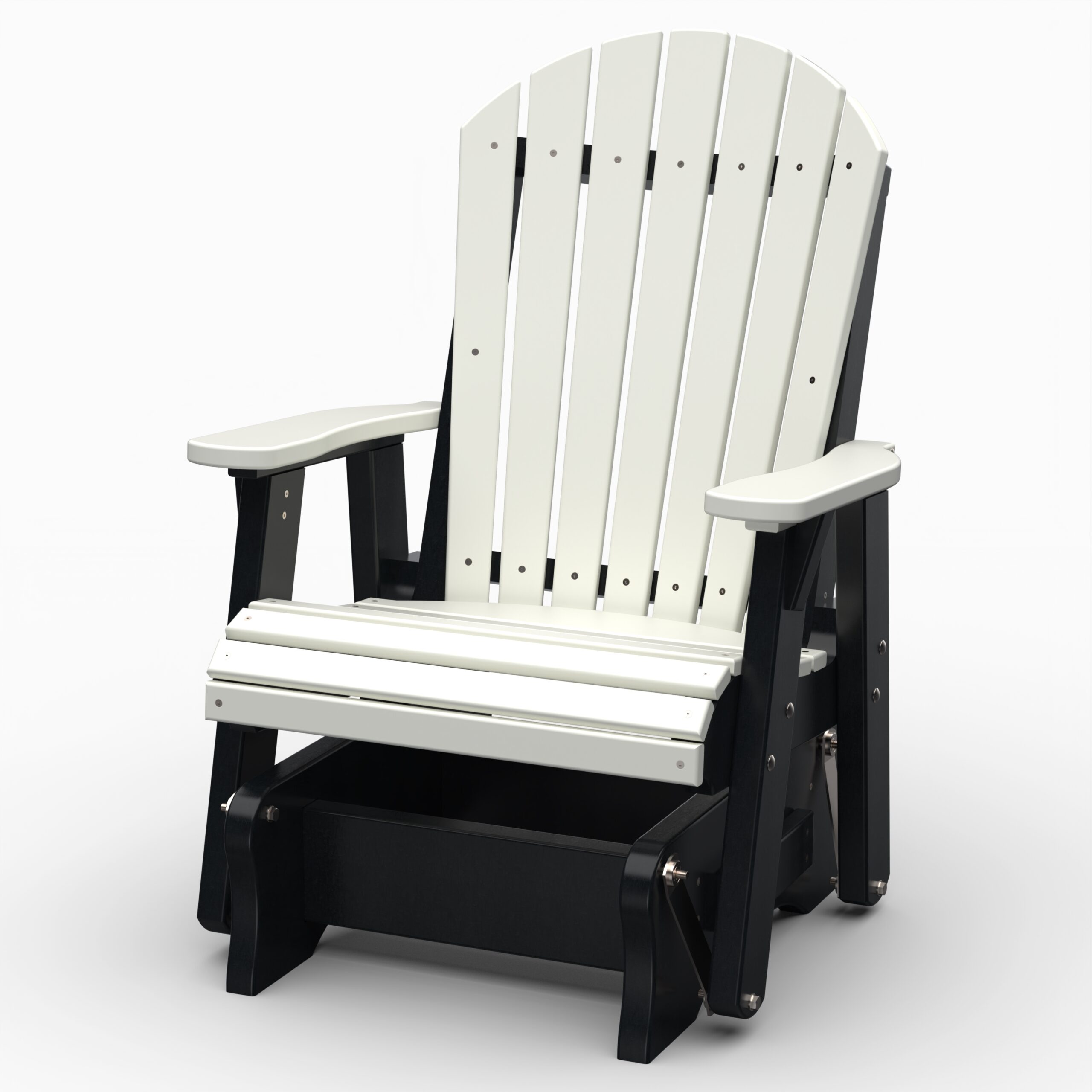 Pair of 2' Poly Adirondack Gliders - Black and White - Beckden Buildings